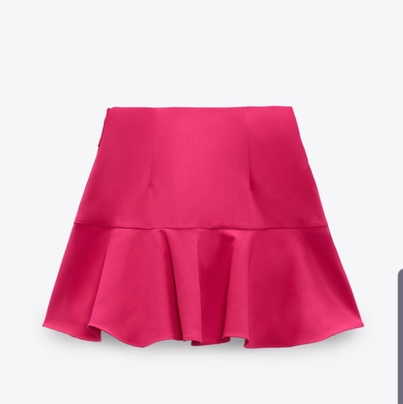 Zara | Shorts | Zara High Waisted Flowny Skort Womens M Barbie Pink ...